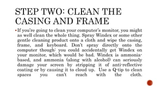 Cleaning the Case Monitor's Screen, Keyboard, and Mouse | PPT