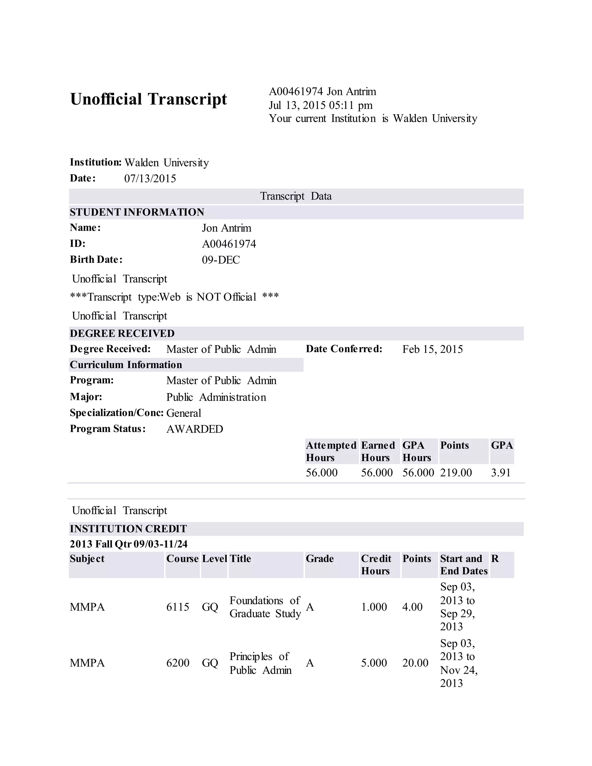 Unofficial Transcript-2 | DOCX