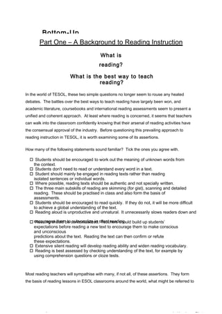 (317360107) reading literacy 1 | DOC | Educational Assessment | Education