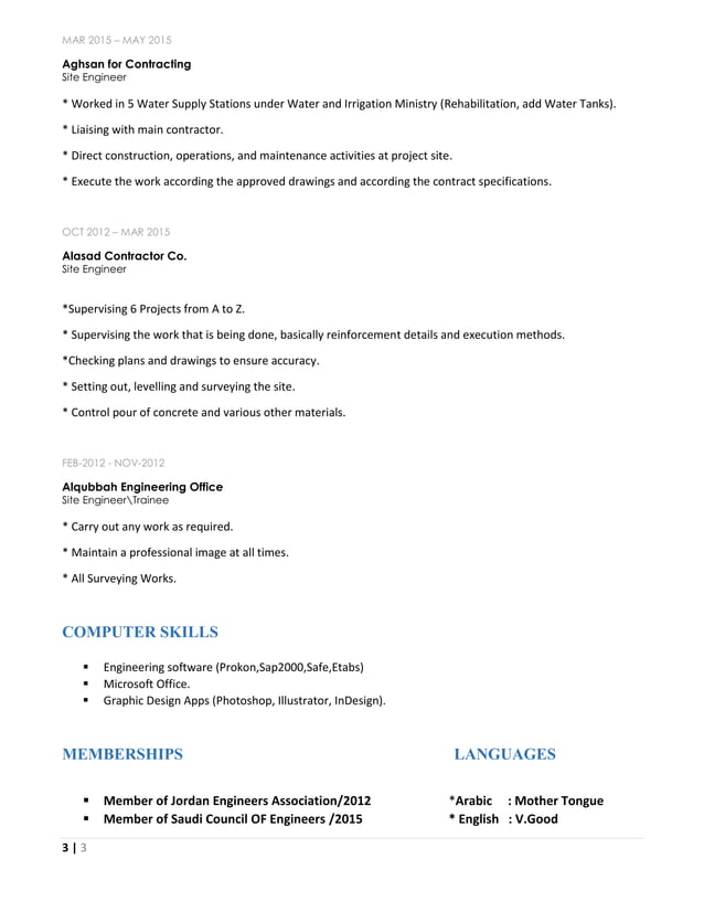 Abdullah Jaber Civil Eng CV EXP. 5 yrs | PDF