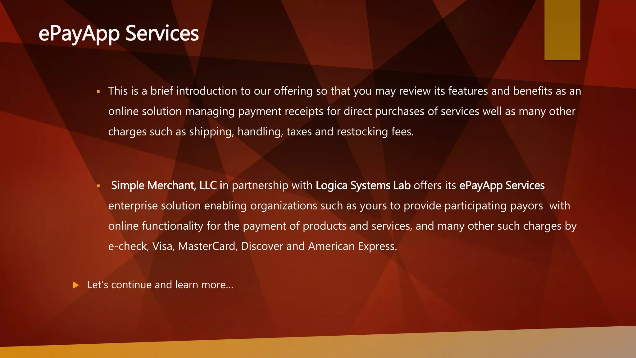 Simple Merchant Epay Apps | PPT