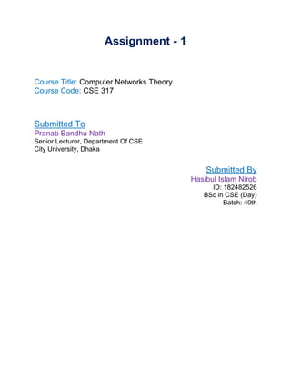 Computer Networking Theory Assignment 1 | PDF