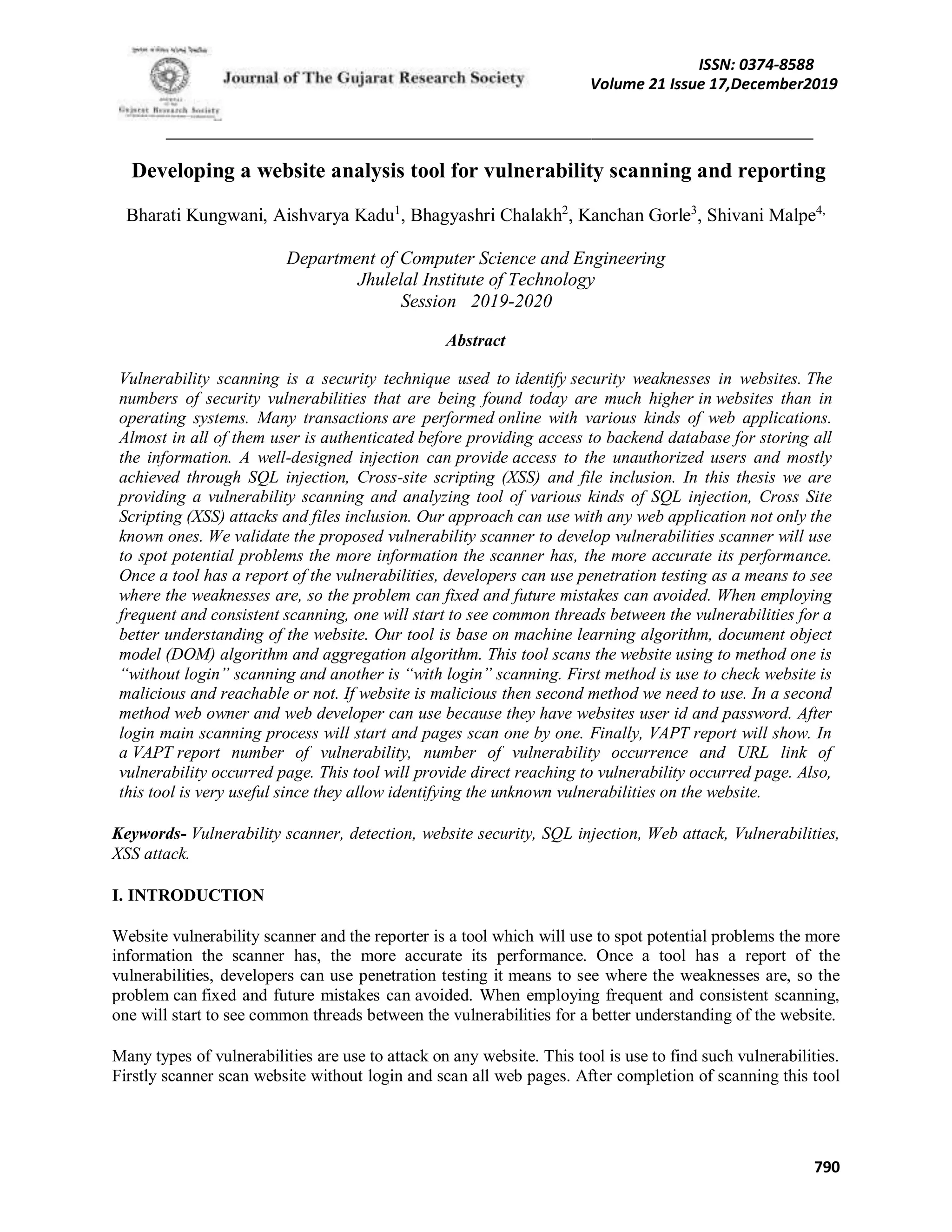 vulnerability scanning and reporting tool | PDF