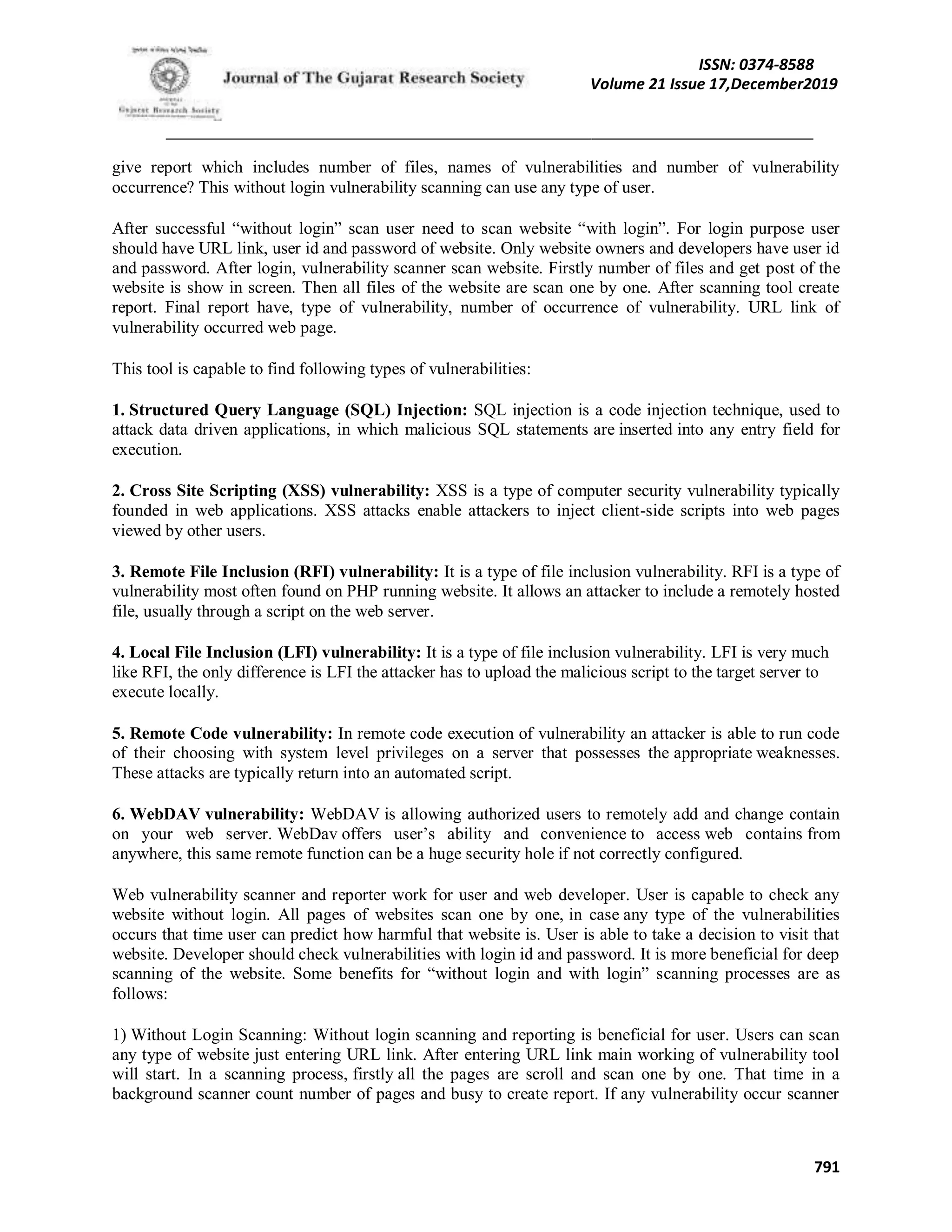 vulnerability scanning and reporting tool | PDF