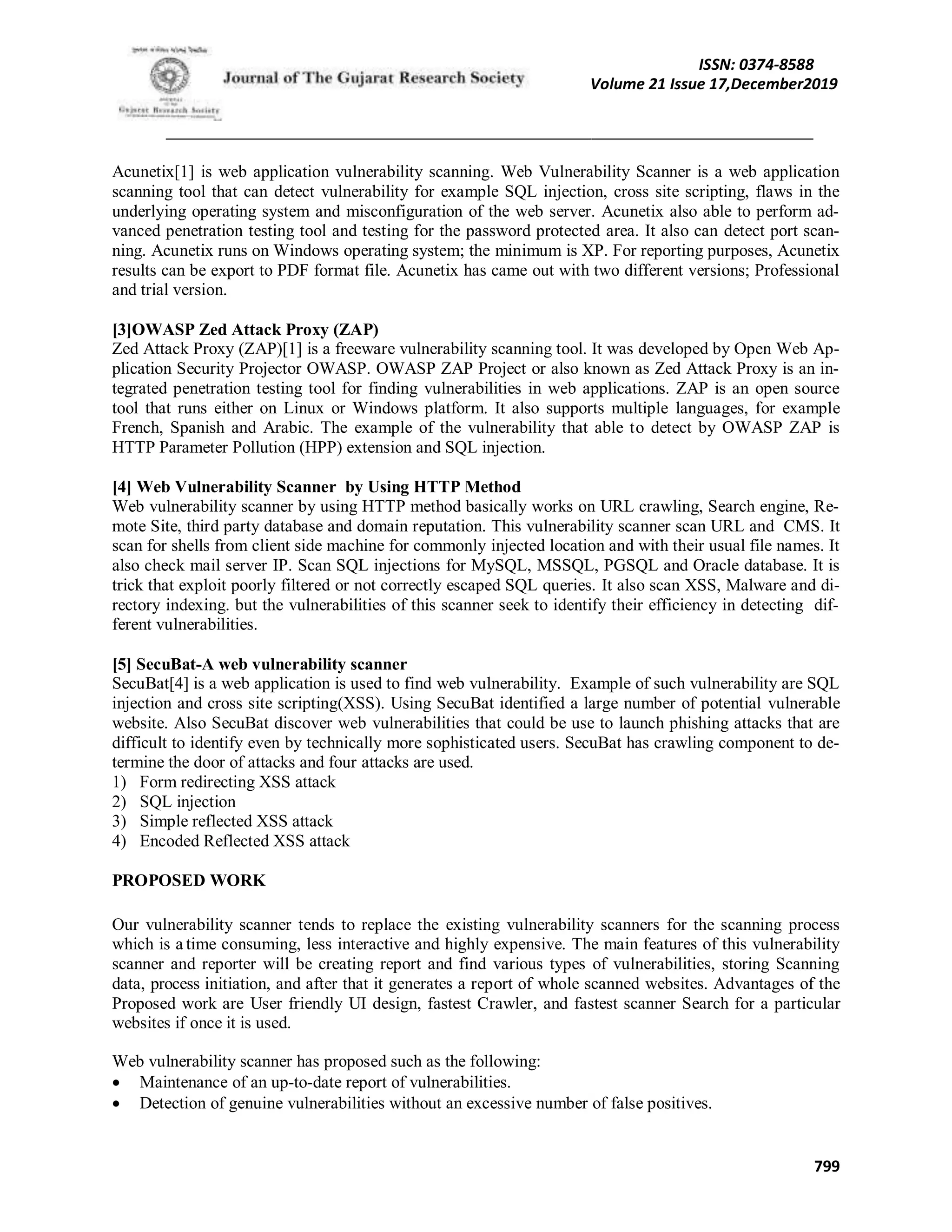 Website Vulnerability Scanner And Reporter Research Paper Pdf