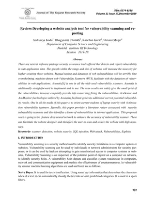 website vulnerability scanner and reporter research paper | PDF