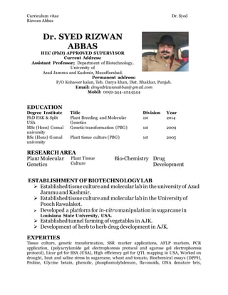 Dr. SYED RIZWAN ABBAS | PDF