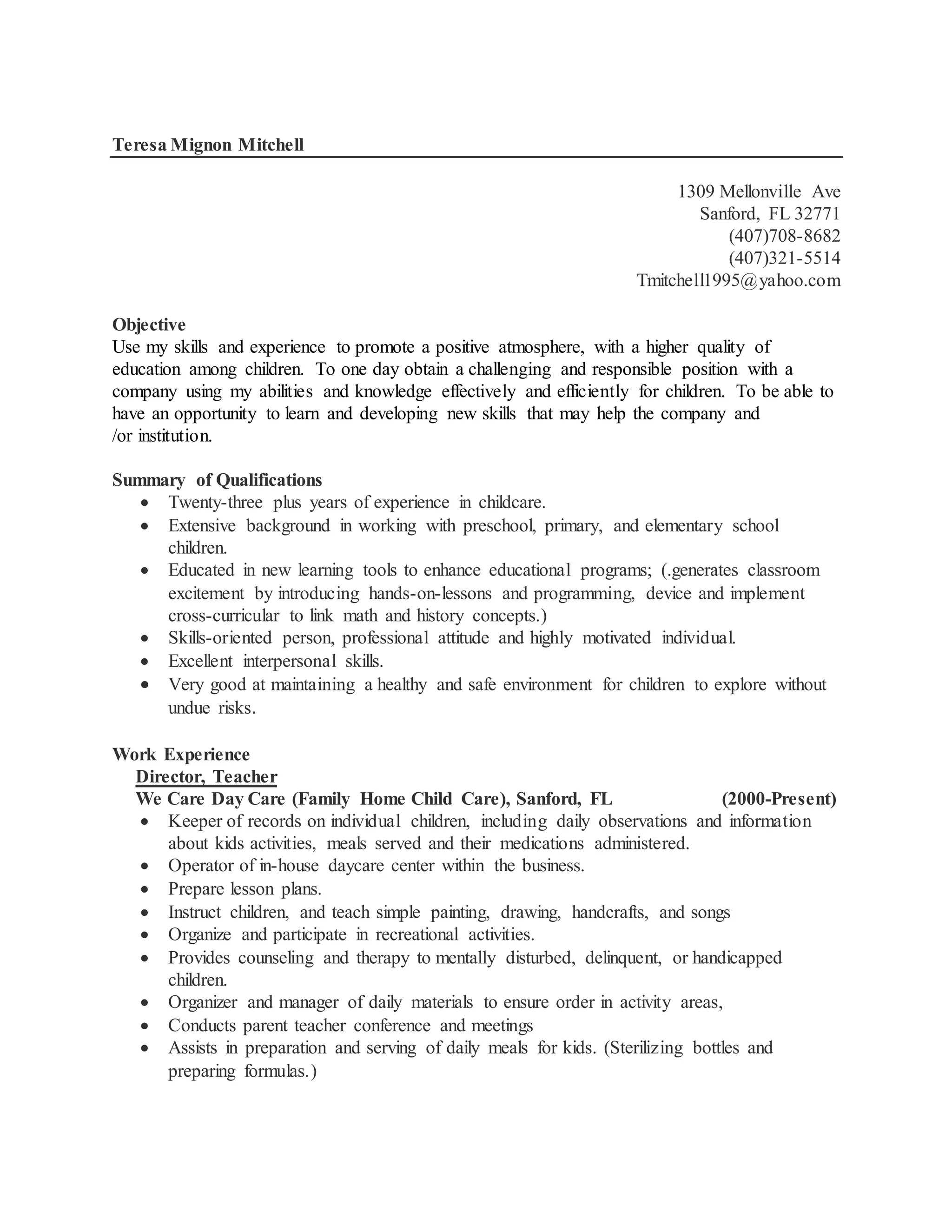 Teresa Mignon Mitchell Resume (2) | DOCX