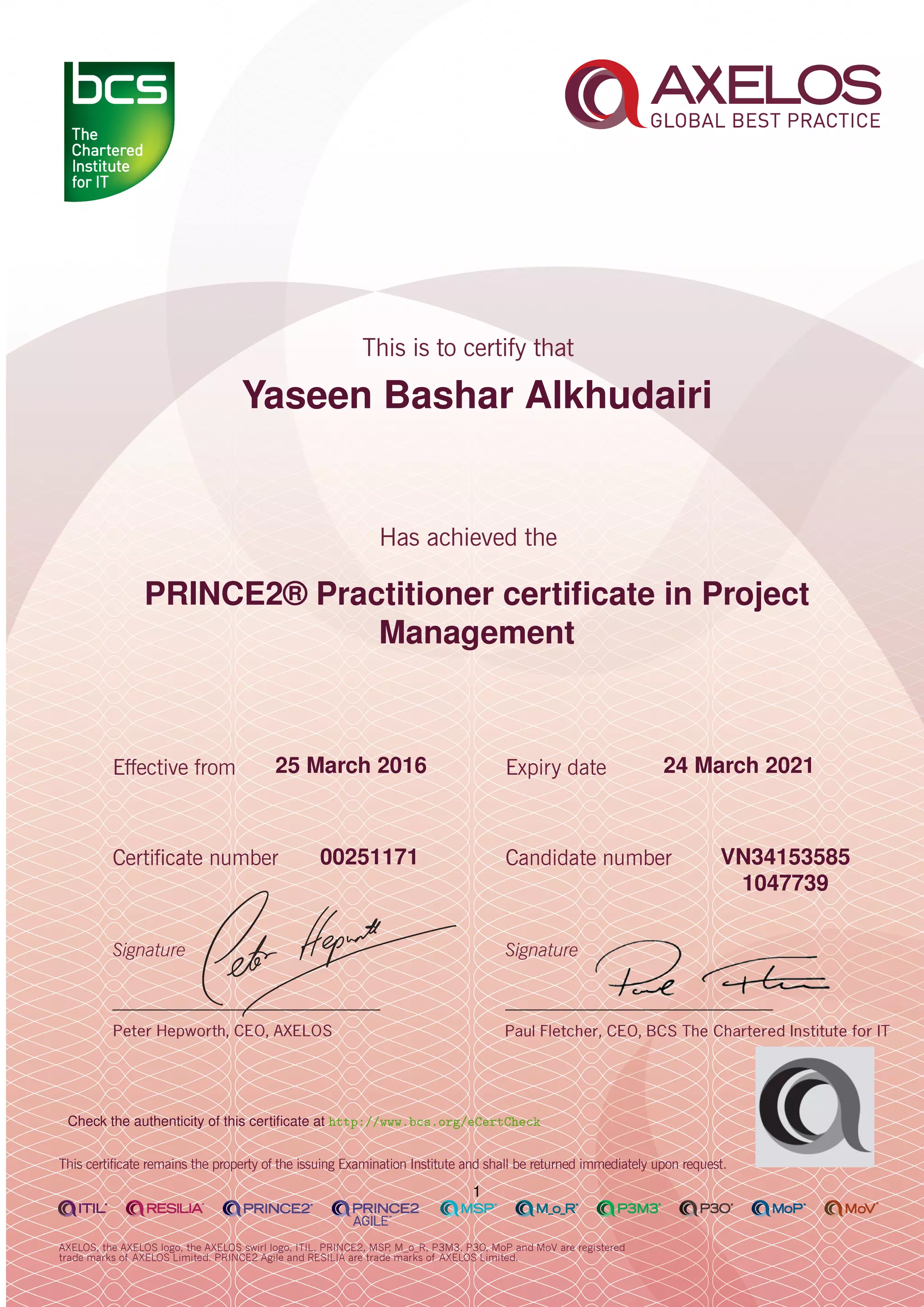 PRINCE2 Certificate | PDF
