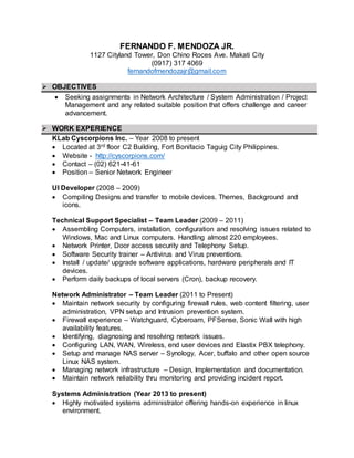 Jan2017_FernandoFMendozajr_resume | PDF