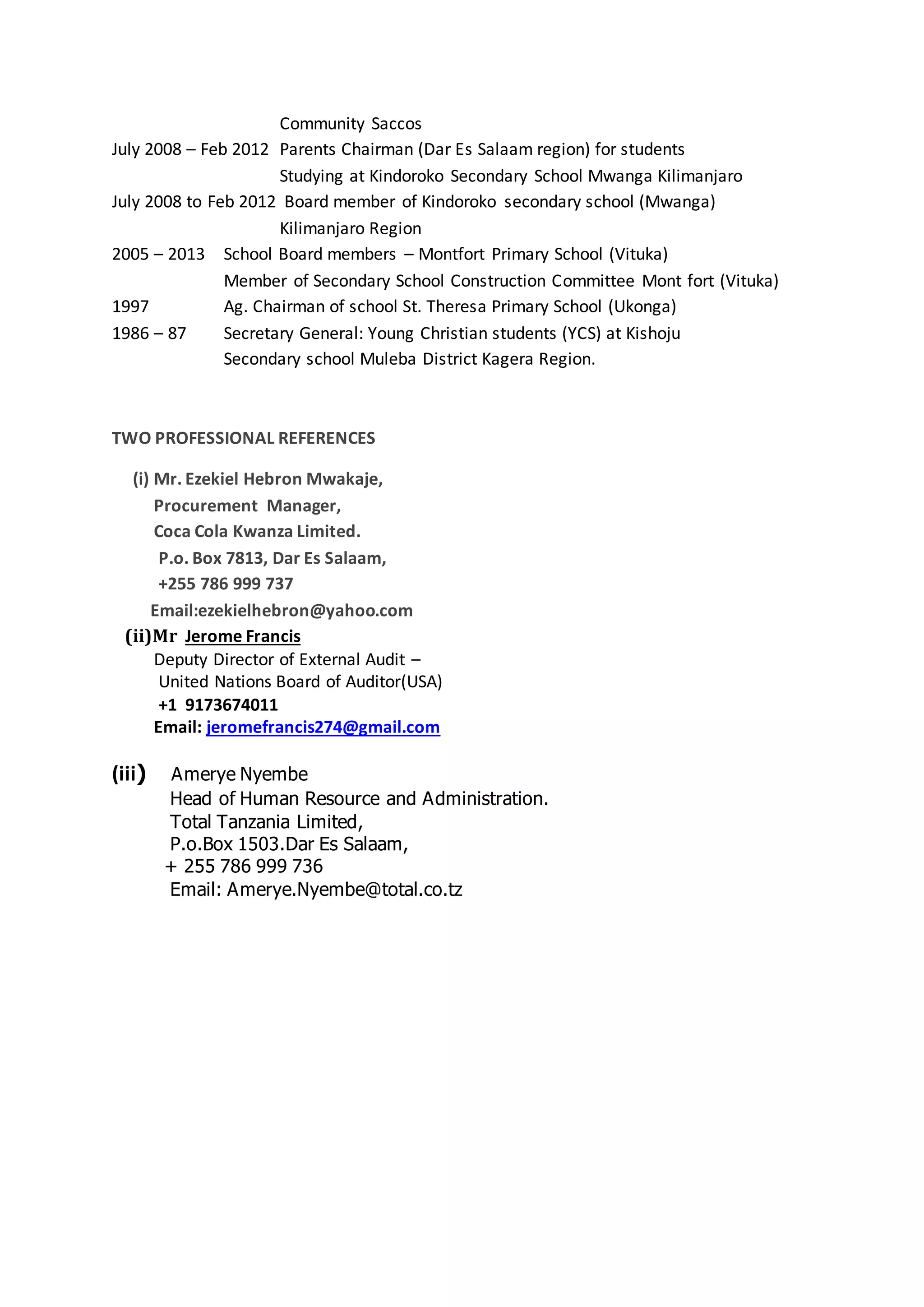 Mr Charles Kasigara Kirama CV | PDF