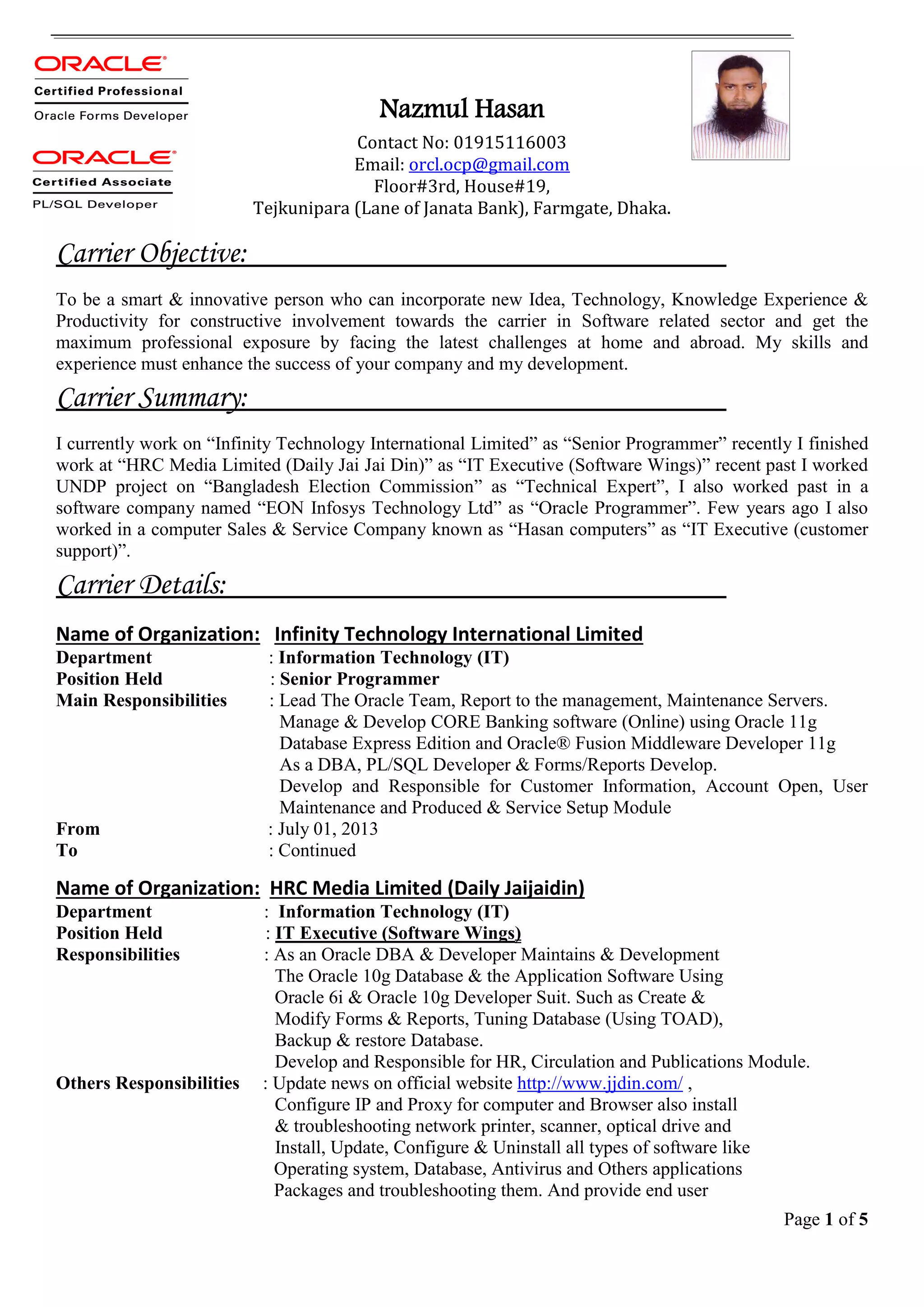 Resume of Nazmul Hasan | PDF