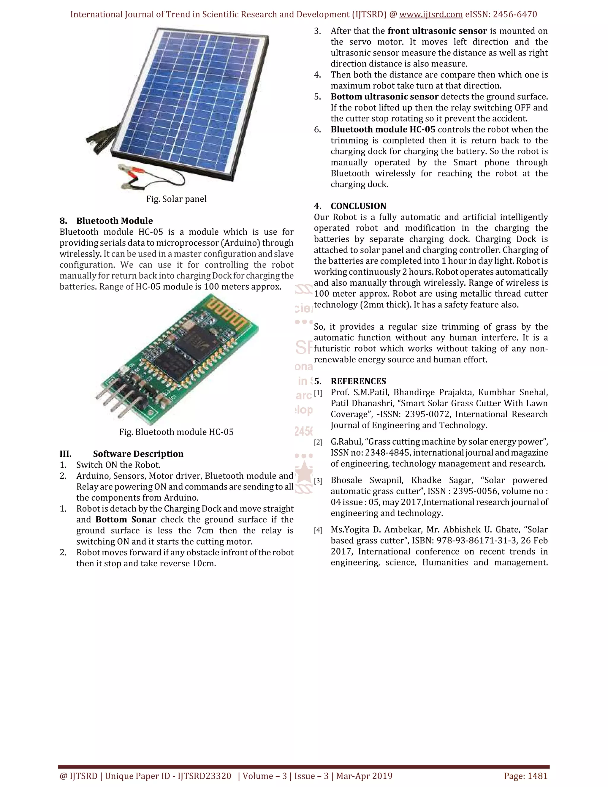 Smart Solar Grass Cutter Robot | PDF