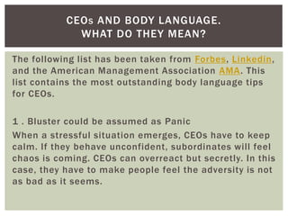 CEOs and body language. What do they mean? | PPTX