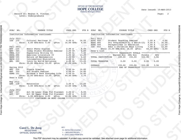 transcripts | PDF | Undergraduate Education | College Education