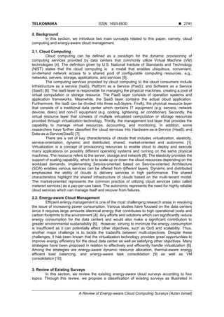 A Review of Energy-aware Cloud Computing Surveys | PDF