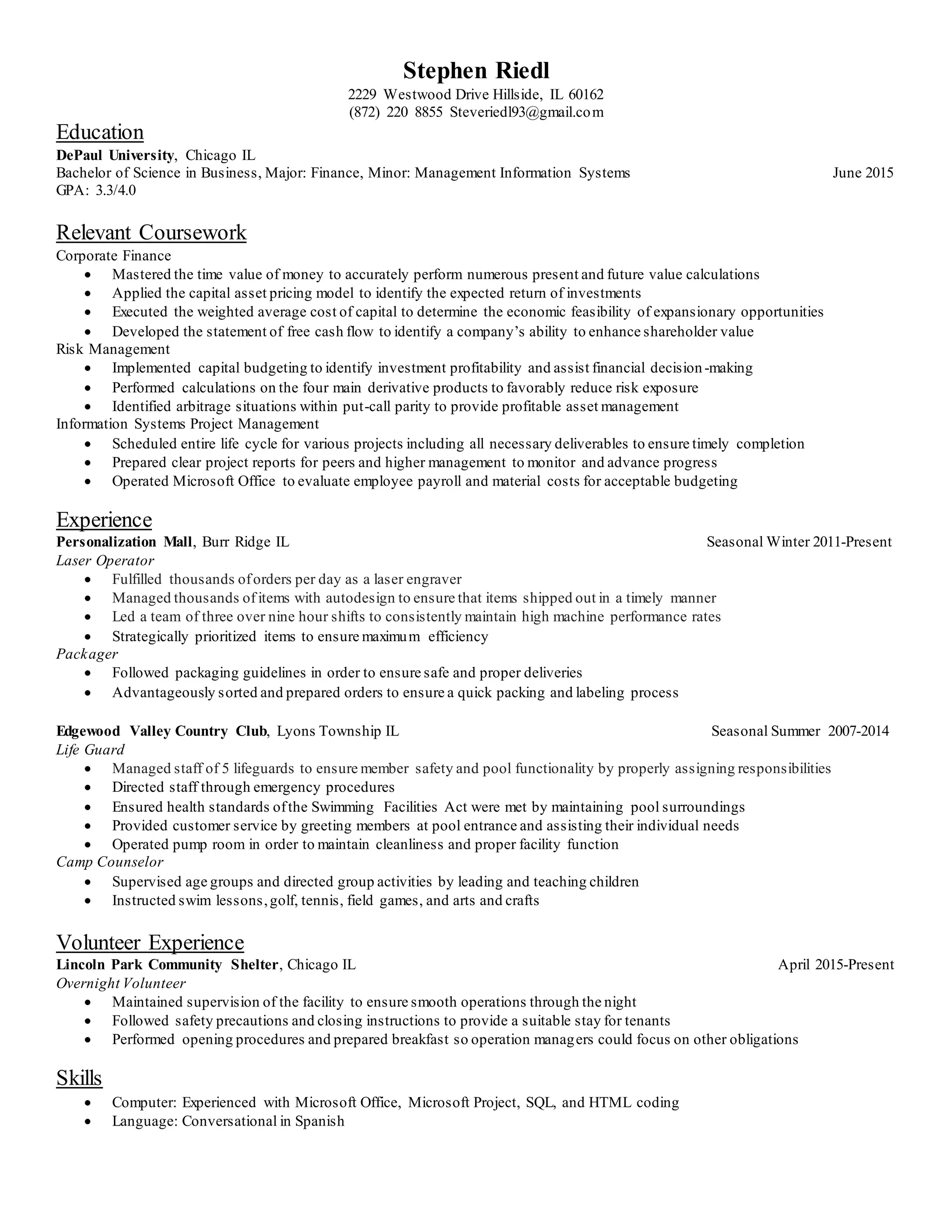 Stephen Riedl Resume Final Copy | DOCX