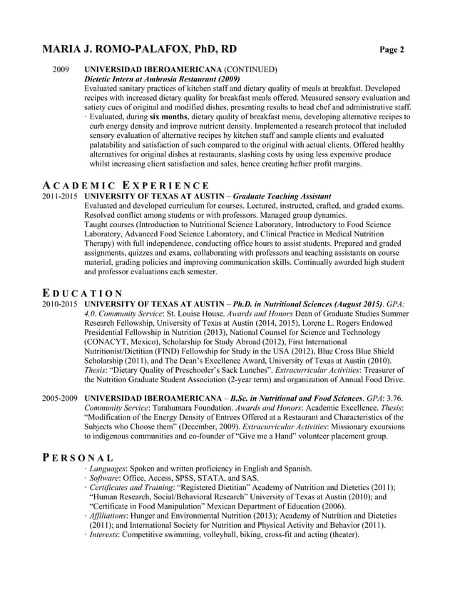 Maria Romo CV Oct 2015 with References | PDF