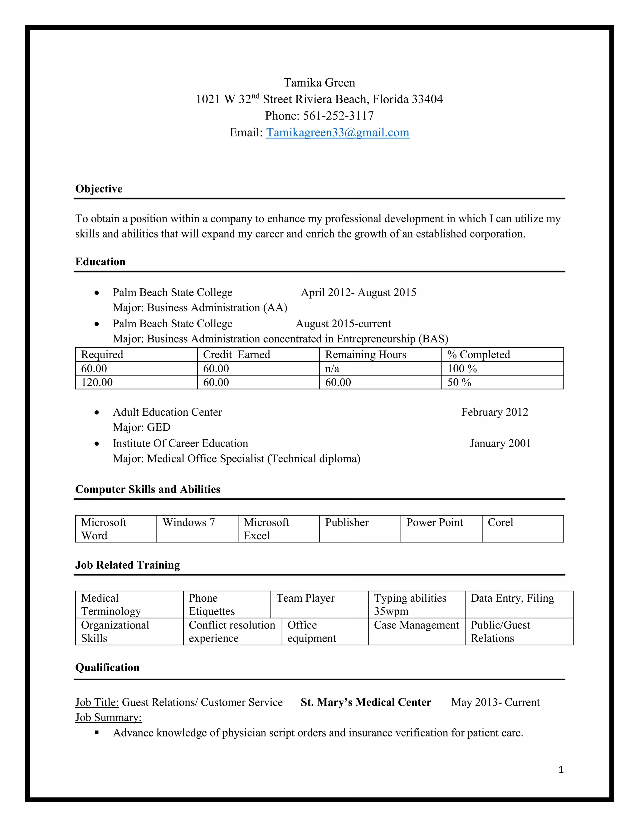 Tamika resume 2016 (1) | PDF