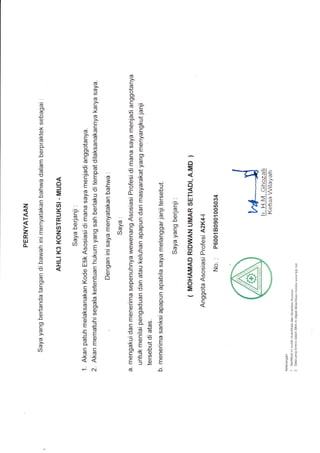 SKA Ahli K3 Konstruksi-Muda a.n. M.Ridwan U.S. | PDF