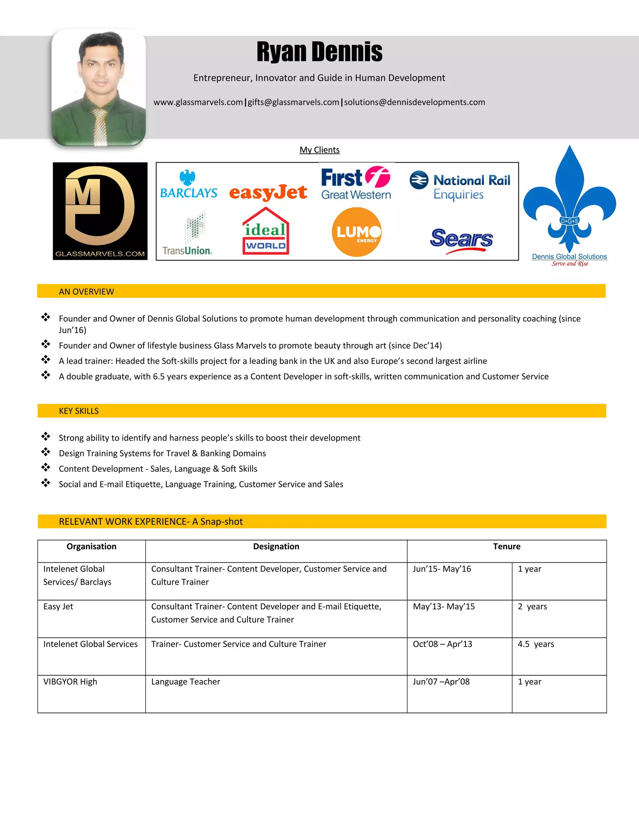 My CV- Ryan Dennis for link | DOC