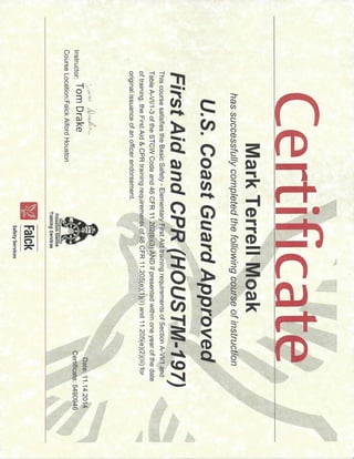 US Coast Guard Approved First Aid and CPR | PDF