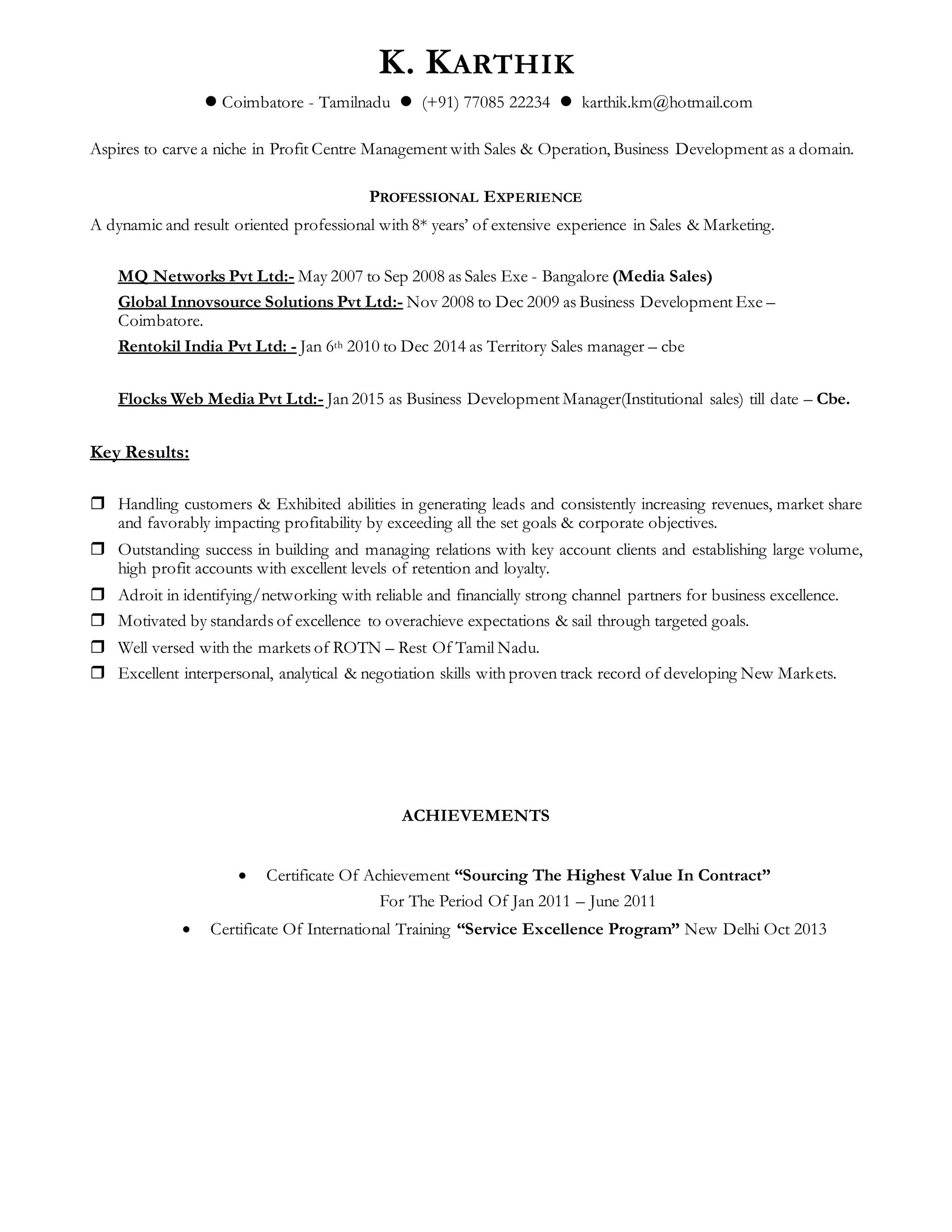 Karthik - Coimbatore | PDF