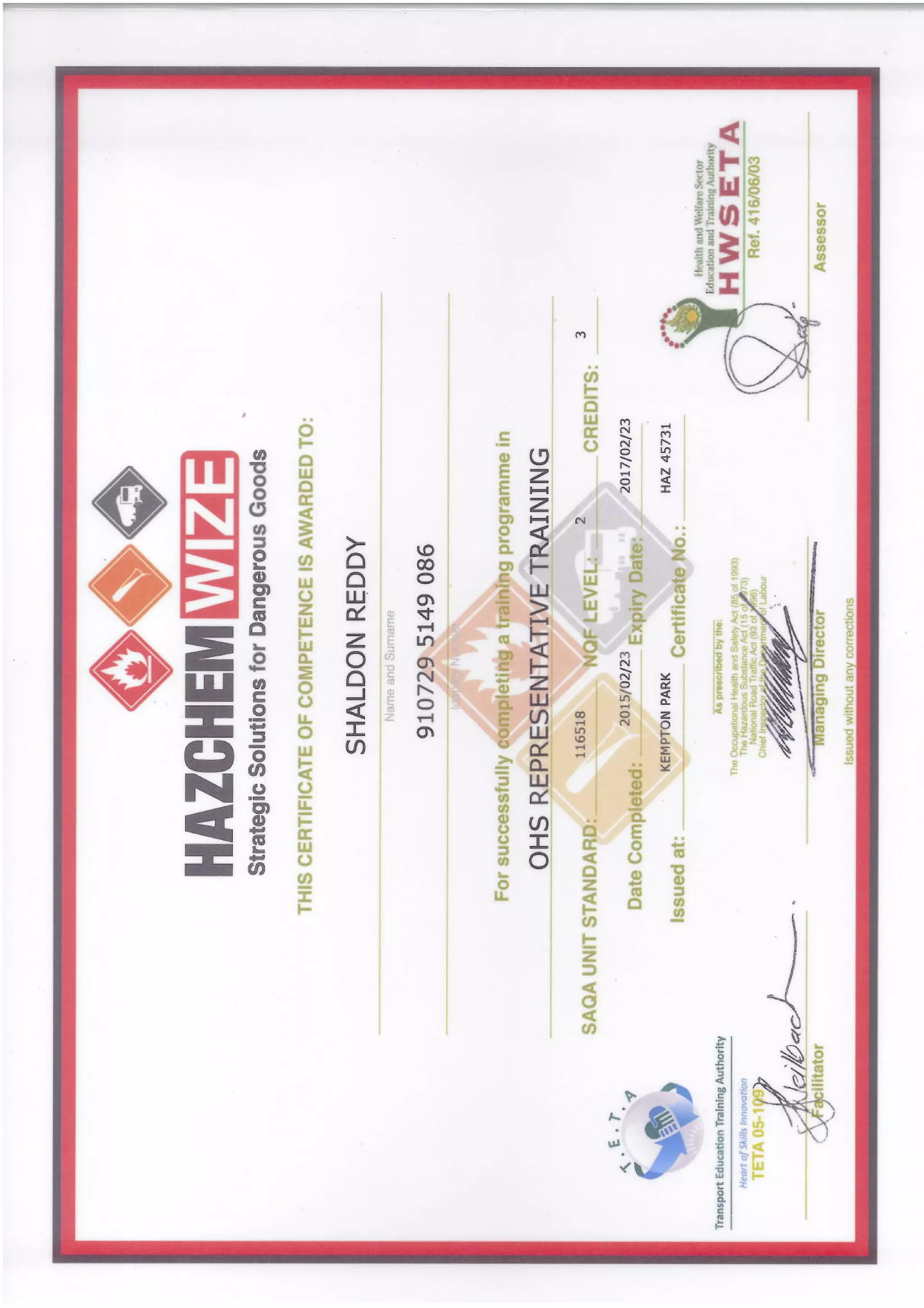 OHS Certificate | PDF