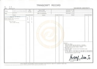 4. Sun Moon University Semester 12:13 Transcript | PDF
