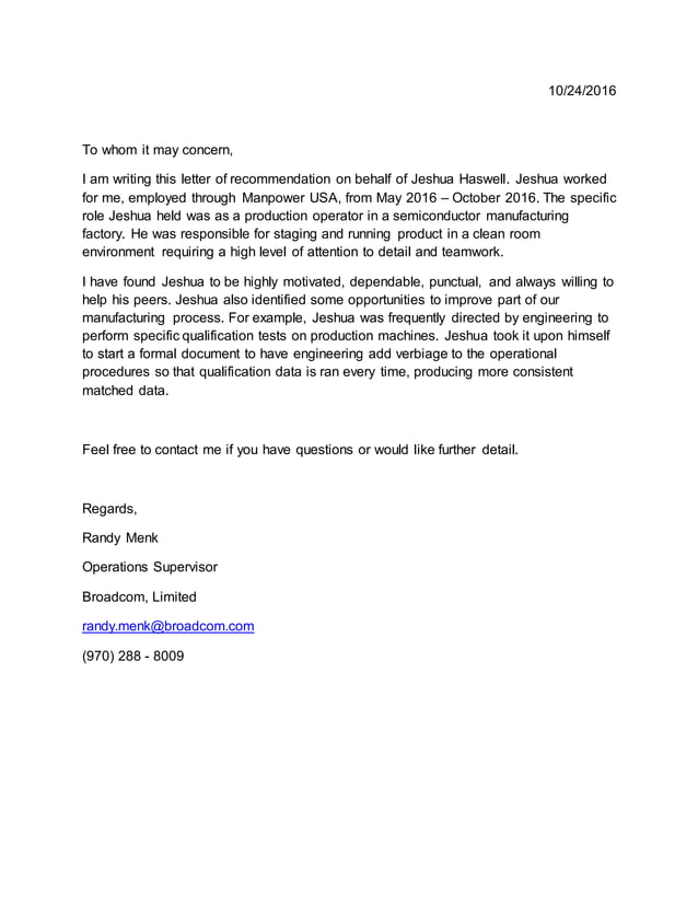 Randy Menk - Letter of Recommendation | DOCX