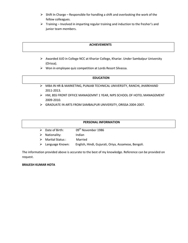 RESUME Brajesh | PDF