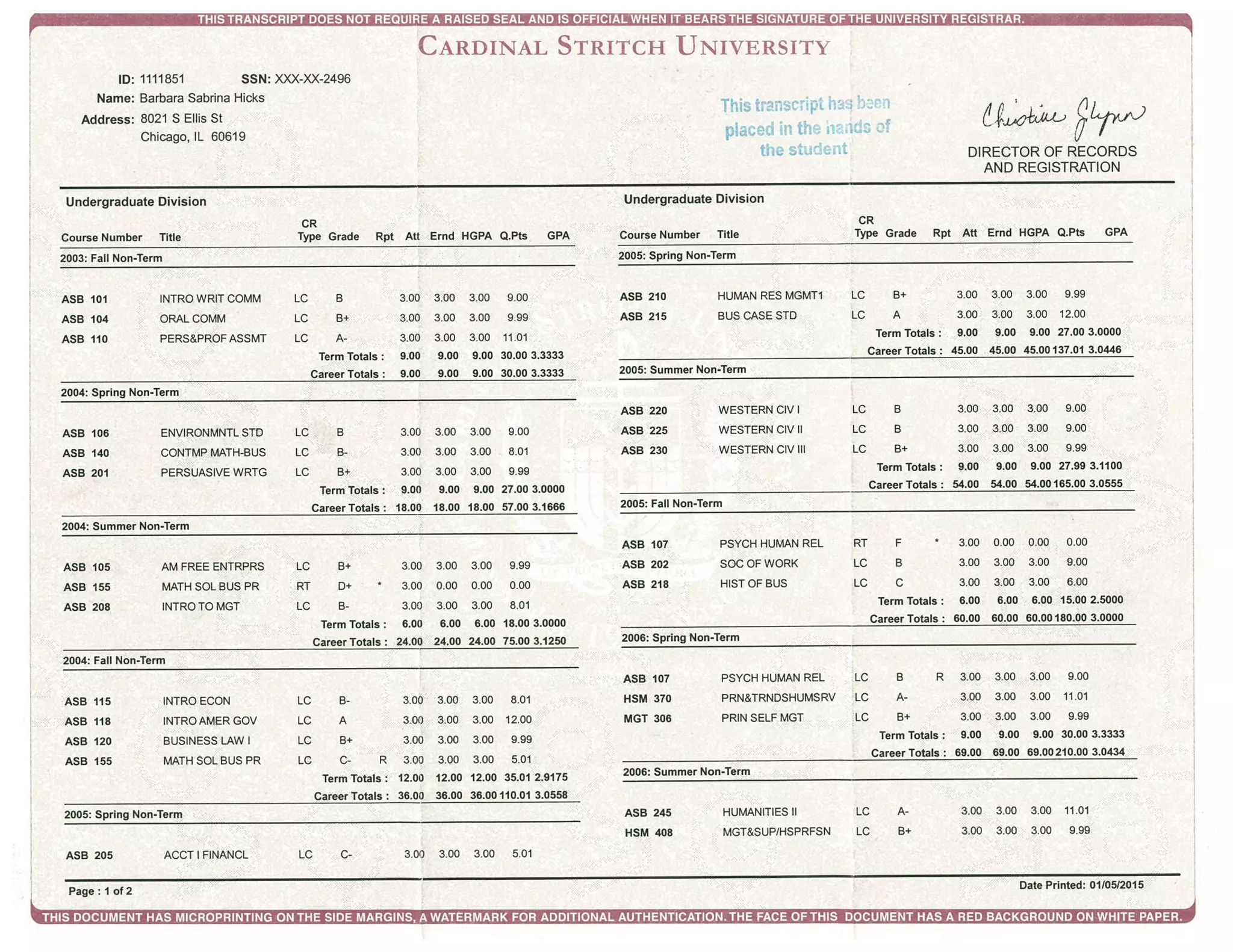 unofficial transcripts | PPT