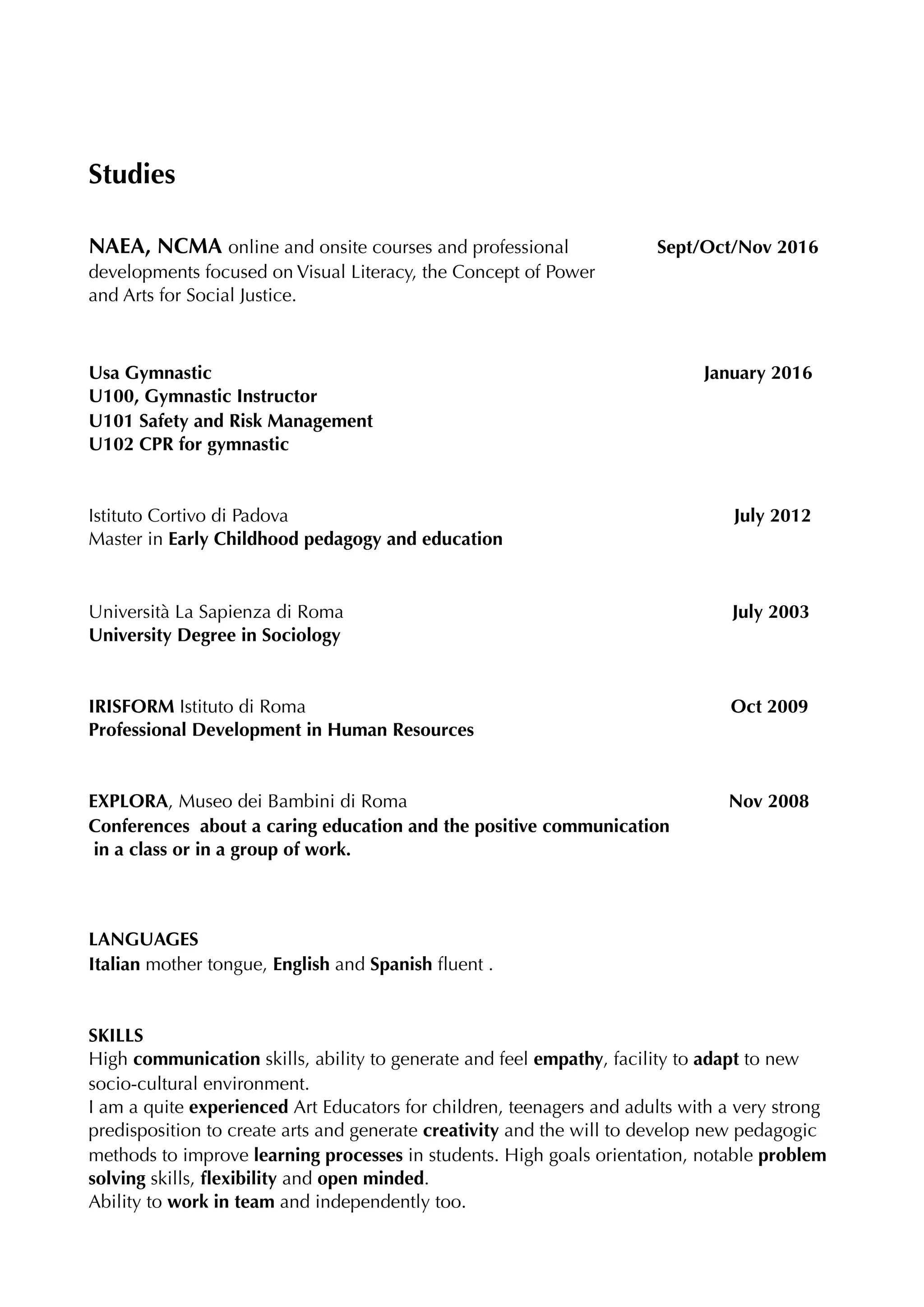 Resume Beatrice Ruggeri 2016 | PDF