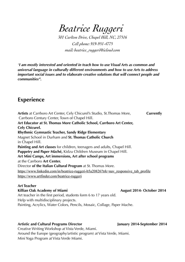Resume Beatrice Ruggeri 2016 | PDF
