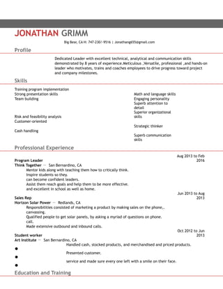 Resume 1 | PDF