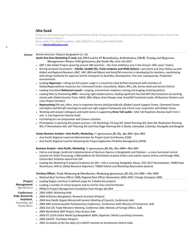 Abn Saad original resume (real sample with changed client name) | PDF