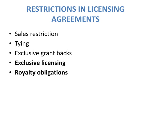 TECHNOLOGY TRANSFER LICENSING AGREEMENTS-PRESENTATION | PPSX | Law