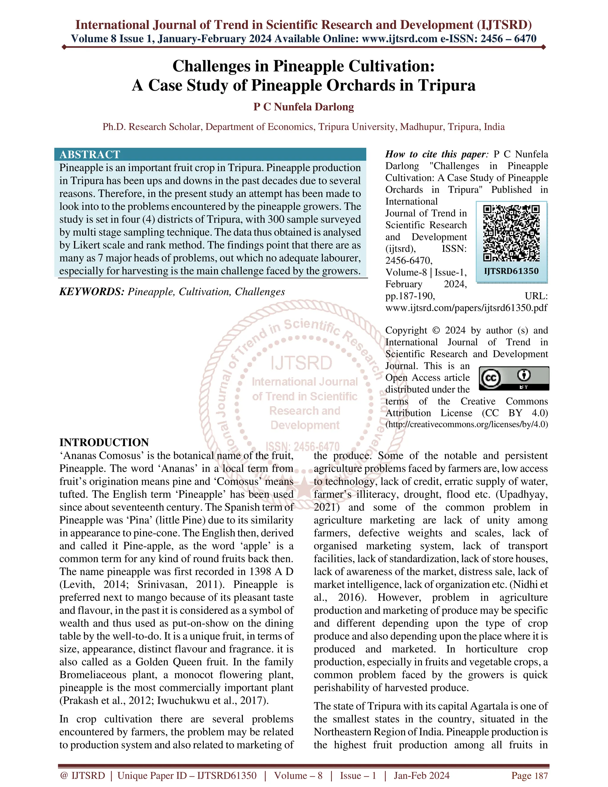 Challenges in Pineapple Cultivation A Case Study of Pineapple Orchards ...