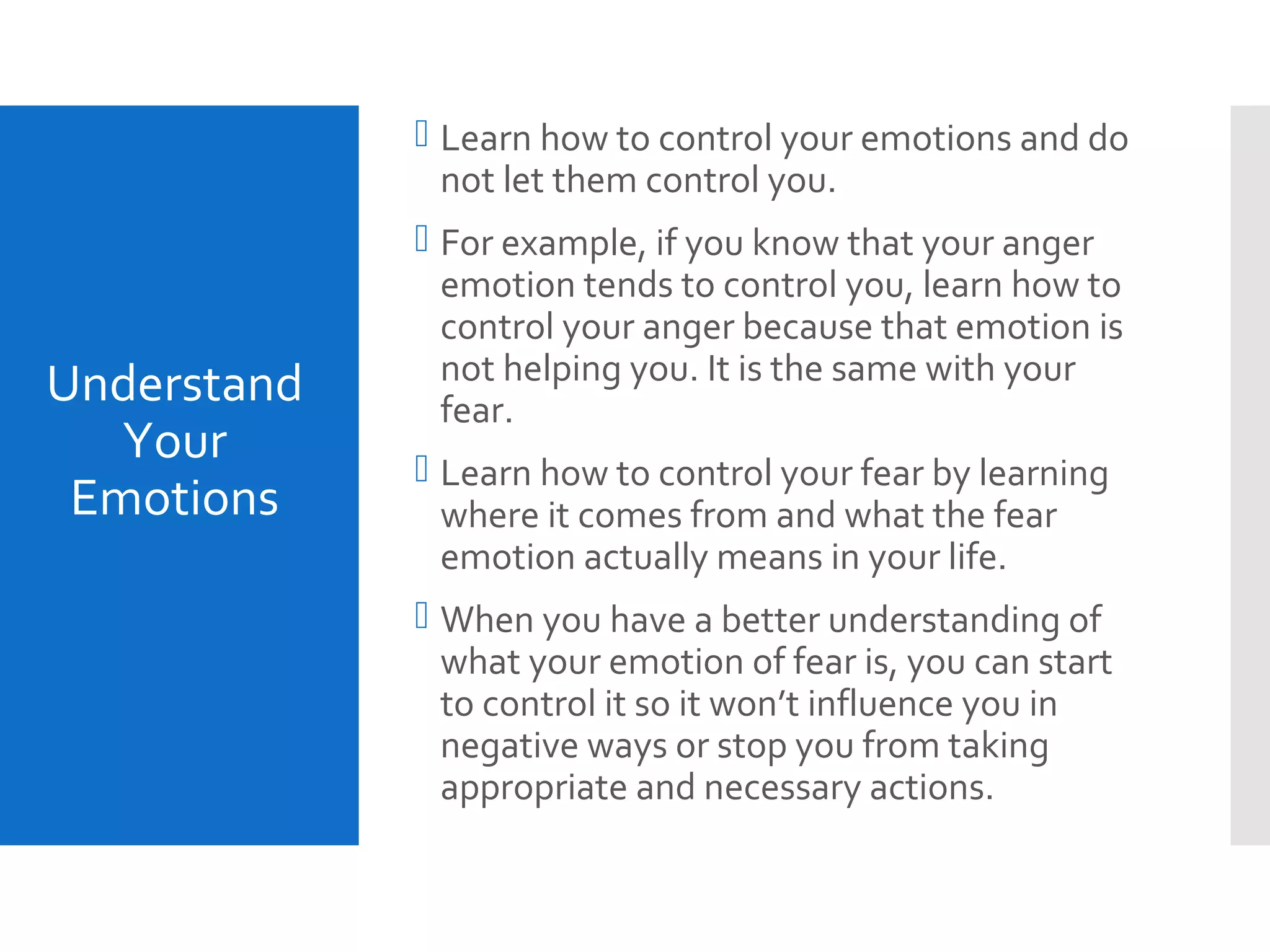 Control your emotions to achieve your goals | PPT