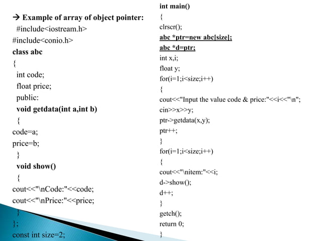 Array Of Object Pointer In C Pptx Programming Languages Computing
