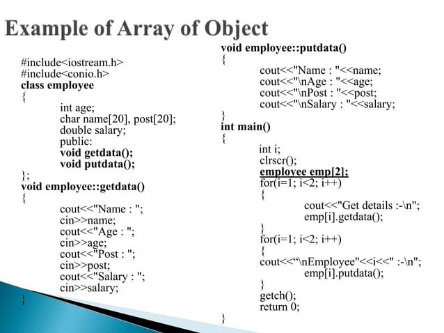 array of object pointer in c++ | PPTX | Programming Languages | Computing