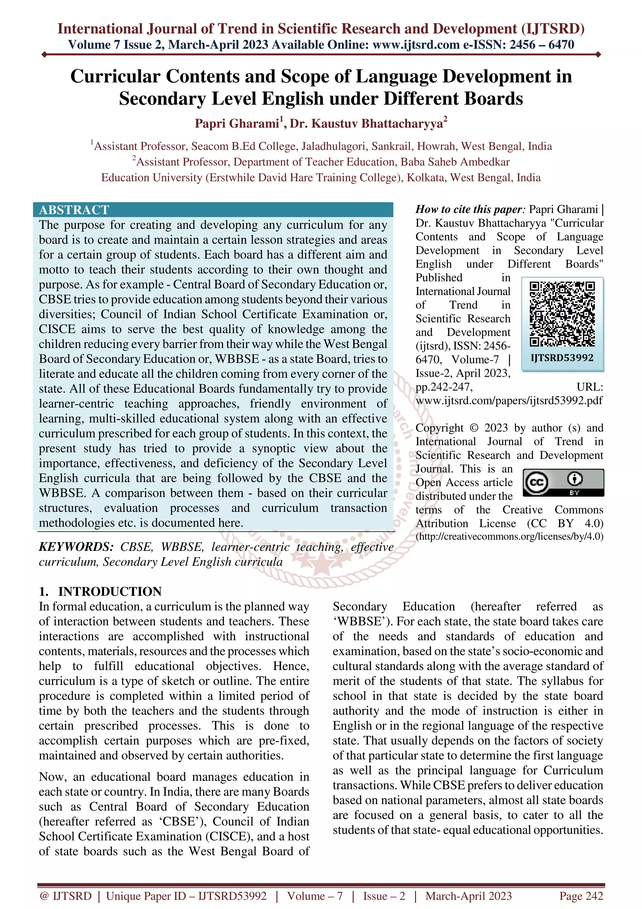 Curricular Contents and Scope of Language Development in Secondary ...