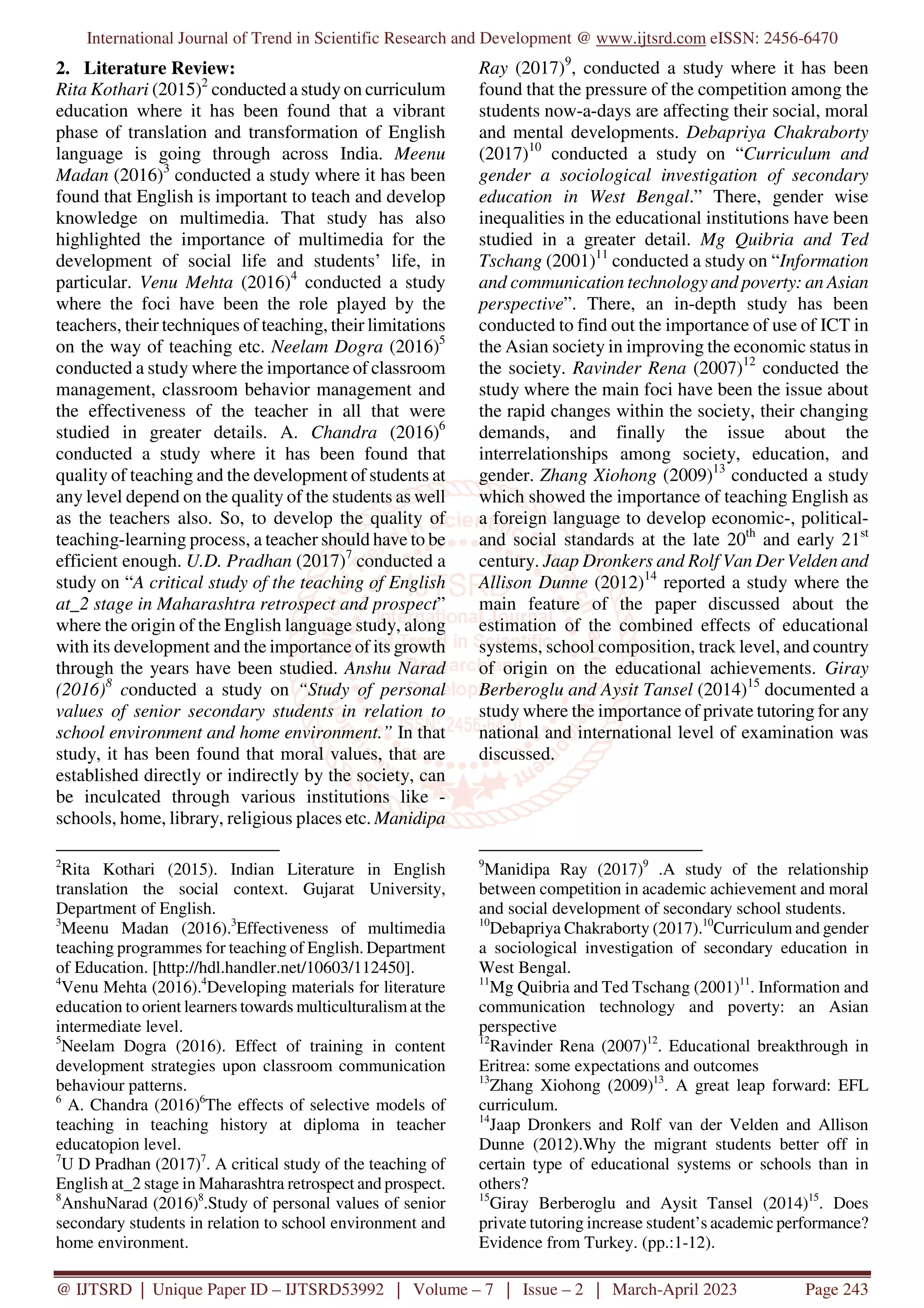 Curricular Contents and Scope of Language Development in Secondary ...