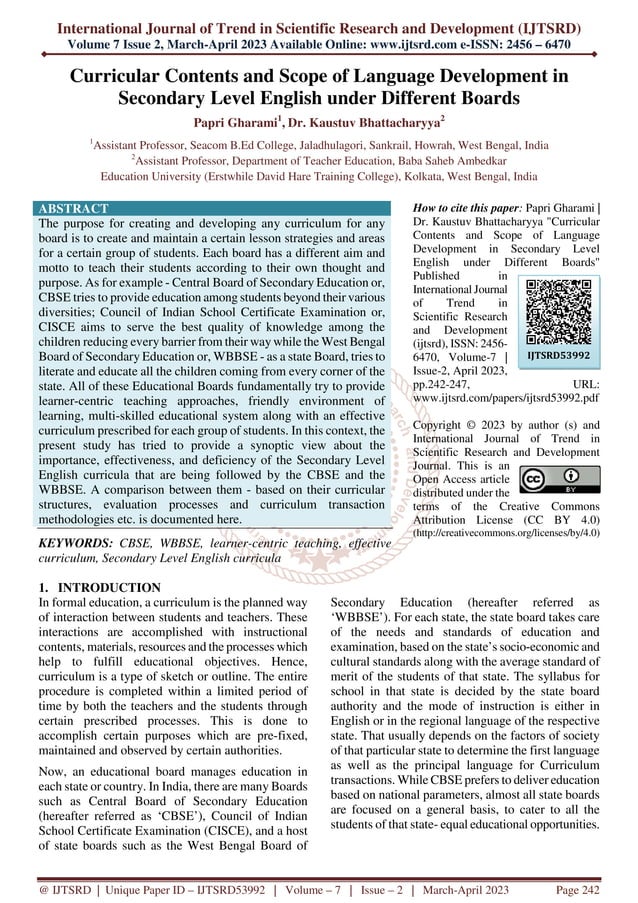 Curricular Contents and Scope of Language Development in Secondary ...
