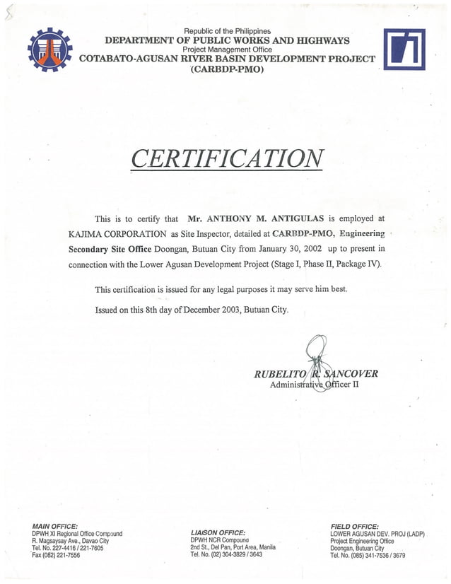 CERTIFICATE-DOCUMENT CONTROLLER | PDF