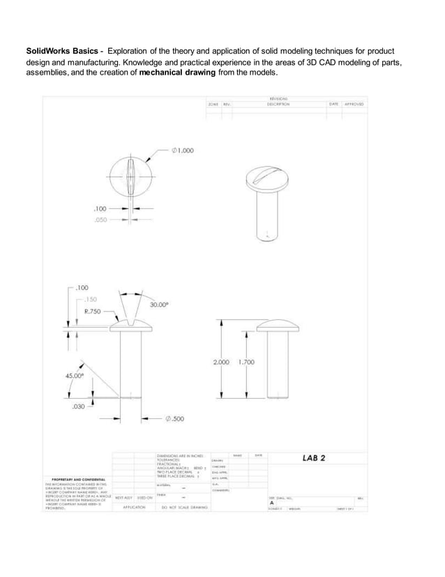 Solidworks Drawing | DOCX | 3-D Graphics | Computer Software and ...