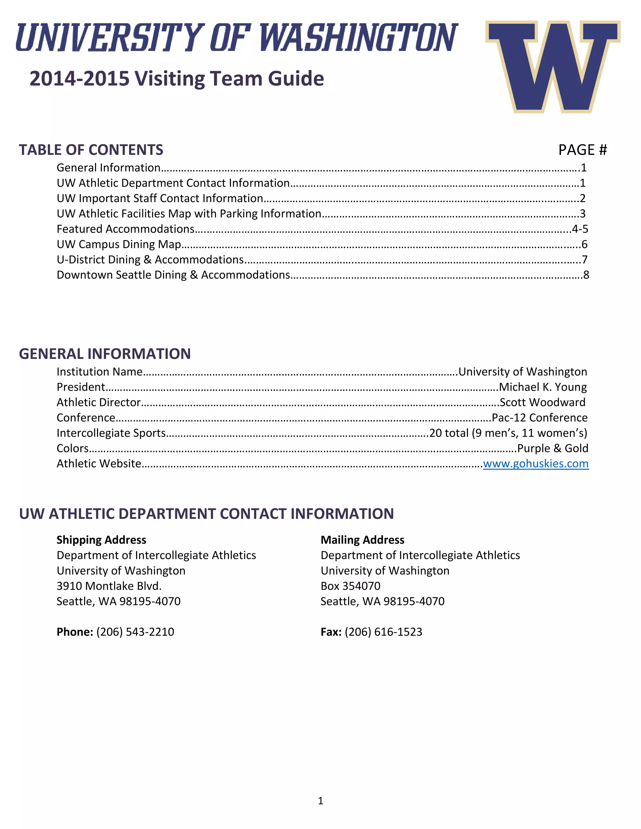 Visiting Team Guide 2014-15 | PDF | College Sports | Sports