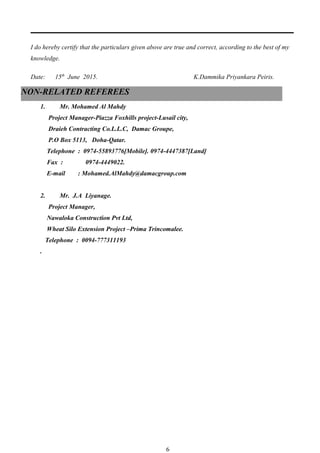 C.V [Updated]DAMMIKA. | DOC | Civil Engineering Industry | Industries