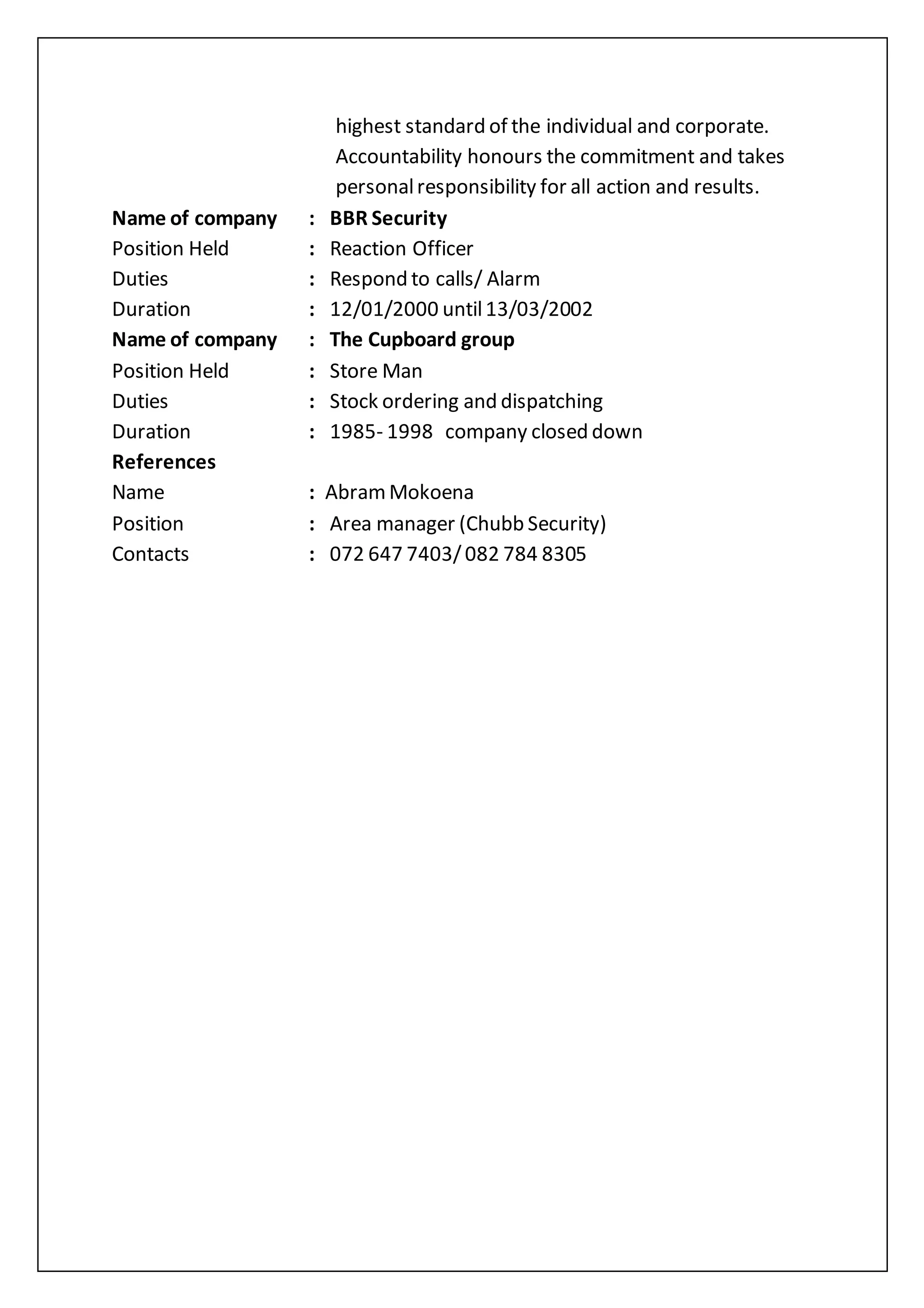 ALFRED MOLATO NHLAPO CV | DOCX | Logistics | Business