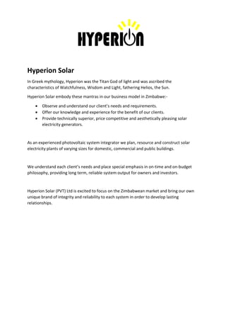 Hyperion Solar Profile(1) | PDF